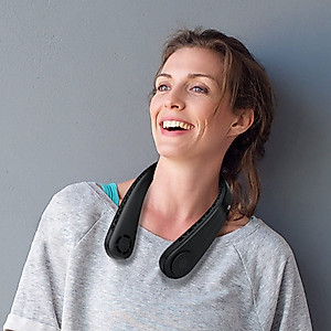 XUANYUQL Portable Neck Fan bladeless neck fan 3600mAh battery fans portable personal fan 360°Cooling Leafless Rechargeable USB Powered Desk Fan neck fan for women men 3 Speeds-Black