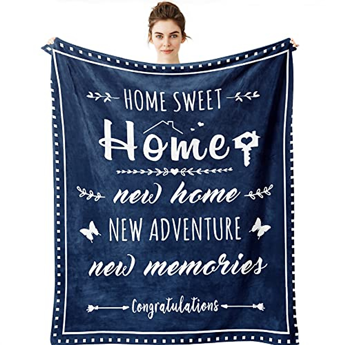 Yamco New Home Gifts Blanket - Homewarming Gifts for New House 60"X 50" Throw Blankets - Sweet Home Gifts for Women Men - Homeowner Gifts - Moving Away Gift Ideas