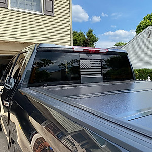 Xinghe for Toyot@ Tacoma 2005-2023, American Flag Decals for Truck Back Sliding Window, Matte Black USA Flag Decal for Truck Back Window, Waterproof Vinyl, Durable and Easy Remove Truck Decal