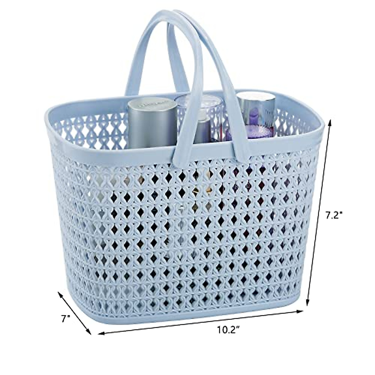 Frcctre 3 Pack Portable Shower Caddy Basket, Plastic Storage Baskets with Handle, Plastic Tote Storage Basket Toiletry Organizer for Bathroom, Kitchen, Pantry, College Dorm
