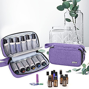 LUXJA Essential Oil Carrying Case - Holds 12 Bottles (5ml-15ml, Also Fits for Roller Bottles), Portable Double-Layer Organizer for Essential Oil and Accessories, Purple