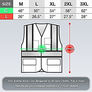 KAYGO High Visibility Safety Vests KG0100, Reflective Vest with Pockets and Zipper, ANSI Type R Class 2 Not FR (Yellow,S)