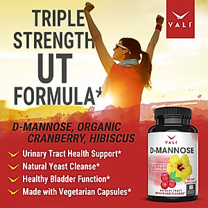 VALI D-Mannose 1000mg Urinary Tract Health Formula. Organic Cranberry Fruit Powder & Hibiscus. Healthy Bladder, Natural Cleanse, Fast Detox Flush, Herbal UT Function Support Pills. 60 Veggie Capsules