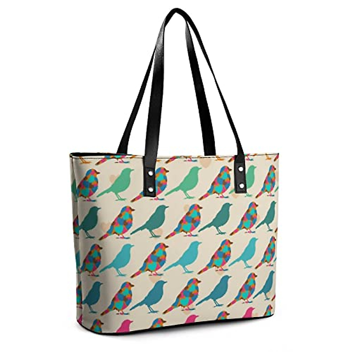 Womens Handbag Birds Pattern Leather Tote Bag Top Handle Satchel Bags For Lady