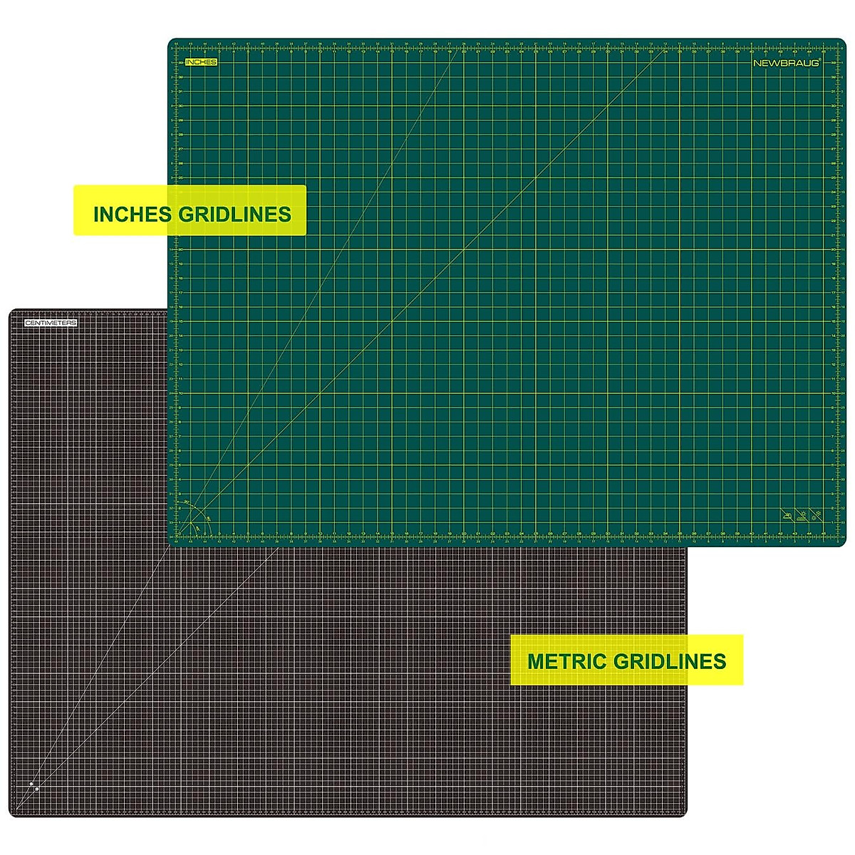 NEWBRAUG 36'' × 48'' Large Self Healing Cutting Double Sided 5-Ply Mat, Big Cutting Board for Rotary Cutting, Quilting, Sewing, Craft, Fabric & Scrapbooking(Green/Black)