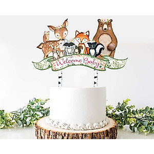 Woodland Baby Shower Cake Topper, Woodland Welcome Baby Topper, Woodland Animals, Baby Shower Decoration