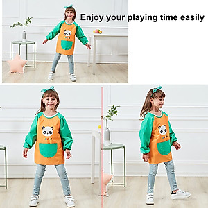 Kids Art Smocks,Long Sleeve Children Smock,Waterproof Anti-oil Kids Apron,With Pockets Art Smock and Apron for Kids.for Age 5-12 Years. Green