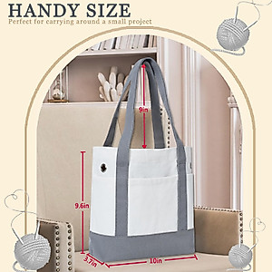 LeCorner Yarn Bag, Canvas Tote Crochet Bag Organizer, Lightweight Yarn Storage Knitting Bag for Crocheting, Portable Travel Crochet Bags and Totes, Crochet Accessories, Knitting Kit Holder