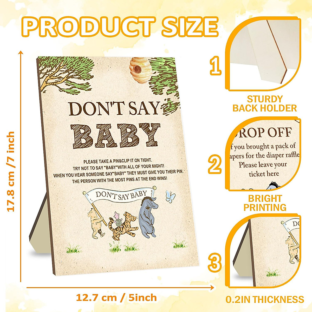 Winnie Baby Shower Decorations-Baby Shower Games-Baby Shwoer Party Decor-Baby Shower Table Sign Centerpieces-Dont Say Baby Shower Games Pooh Birthday Supplies Party Decorations