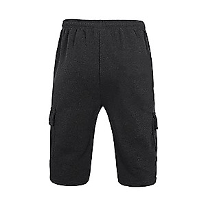 Eylhot Men's Cargo Sweat Shorts Elastic Waist Drawstring Below The Knee Wokout Jogger Shorts with Multi Pockets(Charcoal,4XL)