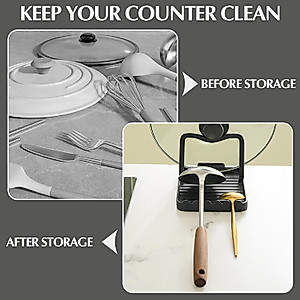 Ysks'hf spoon holder and pot lid holder，stainless steel，Kitchen Utensil Rest, scraper holder & pot holder，Spoon Holder for Stove Top - Kitchen Utensil Holder for Ladles & Tongs