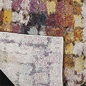 SAFAVIEH Aria Collection 8' x 10' Cream / Rust ARA168A Modern Boho Abstract Non-Shedding Living Room Bedroom Dining Home Office Area Rug