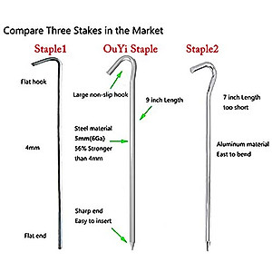 AAGUT Tent Stakes, 25 Pack 9 Inch Camping Tent Pegs, Metal Garden Edging Fence Hooks, Heavy Duty 6 Ga Galvanized Yard Camping Stake for Tarp, Inflatable, Outdoor Christmas Decorations