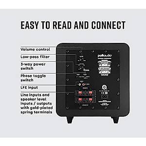 Polk Audio PSW111 8" Powered Subwoofer - Power Port Technology | Up to 300 Watt Amp | Big Bass in Compact Size | Easy Setup with Home Theater Systems Black