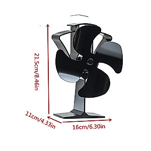 HEUNGBERANT Wood Burning Stove Fan Heat Powered Fireplace Fan for WoodLog BurnerFireplace, Black… (updated 4 blades)