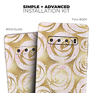 DesignSkinz Karamfila Watercolor & Gold V1 Protective Vinyl Decal Wrap Skin Cover Compatible with The Samsung Galaxy S20 (Screen Trim & Back Glass Skin)