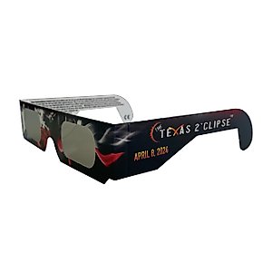 Solar Eclipse Viewing Glasses, Made in the USA, ISO-CE Certified 2 Pack THE TEXAS 2'CLIPSE