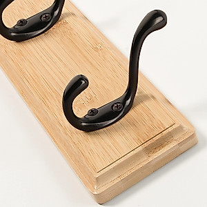 HASWARE 6 PCS Double Prong Robe Hook, Dual Coat Hooks Antique Wall Mounted Hooks Robe Vintage Hooks Hangers Heavy Duty with 12 Pieces Screws for Coats Hat Clothes Hanger Towel Keys (Antique Brass)