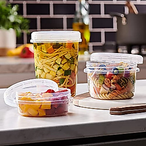 PLASTICPRO 12 Pack Twist Cap Food Storage Containers with Clear Screw on Lid- 16 oz Reusable Meal Prep Containers - Freezer and Microwave Safe Clear Plastic Food Storage