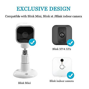 Blink Mini Camera Wall Mount, ALLICAVER 360 Degree Swivel Ceiling Mount for Both Blink Camera, Blink Mini, Blink XT2 and Blink Indoor Camera Mount Bracket (3 Pack, White)