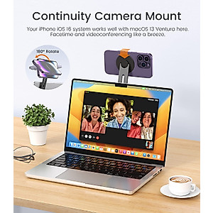 MoKo Magnetic Phone Holder for Laptop, 90° Adjustable Desktop Monitor Laptop Phone Side Mount fits iPhone 14/13/12 Series, Slim Portable Foldable Computer Monitor Expansion Bracket for Mobile Phone