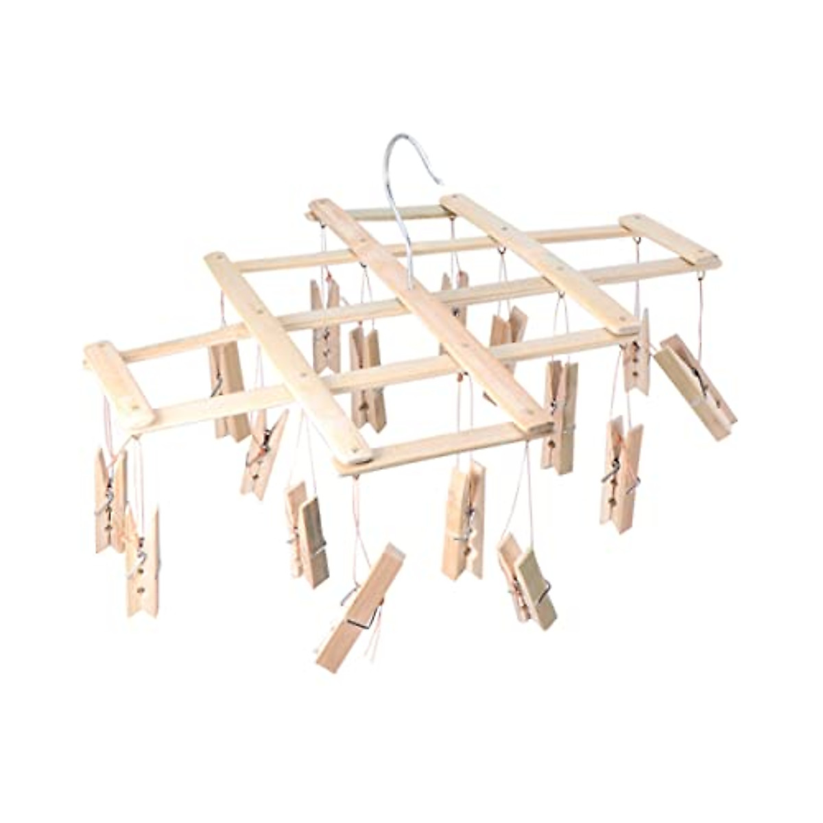 Alipis Folding Drying Rack Hangers for Clothes Dish Drying Rack Foldable Socks Hook Dryer Windproof Clothespin Hook Drying Racks for Laundry 16 Pegs Drying Rack with Swivel Hooks Hanging