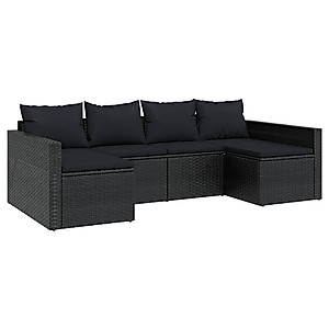 vidaXL 2 Piece Patio Lounge Set - Black Poly Rattan with Comfortable Cushions and Convenient Coffee Table - Perfect for Outdoor Living Space