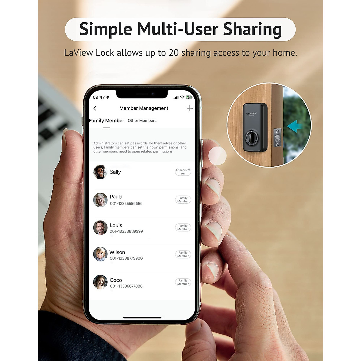 LaView Smart Lock + Connect Wi-Fi Bridge, Enabled Connect WiFi & Bluetooth Smart Door Lock, Wireless & Keyless Entry Door Lock, Fits Your Existing Deadbolt, Compatible with Alexa & Google Assistant