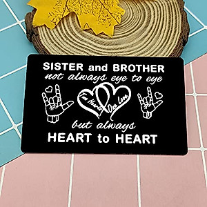 Engraved Wallet Card for Brother and Sister,Sister Gifts from Brother,Brother Birthday Gifts from Sister,Sisters Birthday Presents Ideas,Brothers Gifts Ideas for Christmas Graduation Gifts for Sisters
