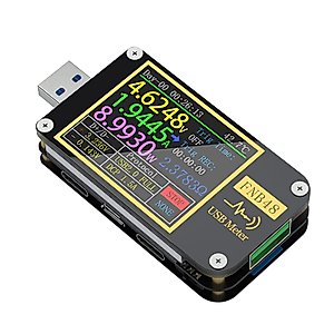 USB Voltage Meter Tester, FNB48 PD Trigger Voltmeter USB 3.0 Voltage and Current Tester DC 4-24V 6.5A USB C Multimeter PPS Fast Charging Protocol Capacity Tester QC2.0 3.0