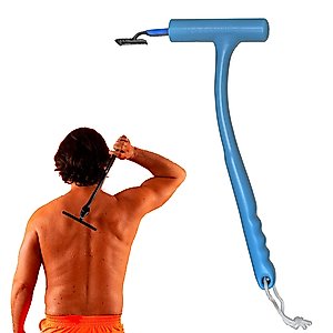 Razorba Back Shaver for Men - Razor Extension Handle. Ergonomic Manscape Yeti Stick. Leg & Back Shavers for Men & Women. Men's Back Hair Remover Wand. DIY Body Groomer Free Disposable Shaver Included