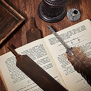 Leather Bookmark, Classic Stitched Bookmark, Leather Page Markers for Men Women Kids Halloween Christmas Bookworms Writers Relatives and Friends (2 Pieces)