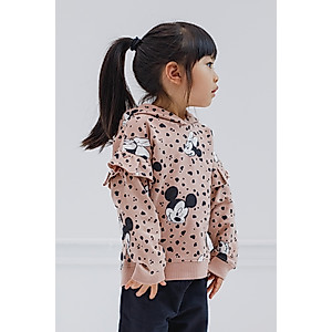 Disney Mickey Mouse Minnie Mouse Toddler Girls Fleece Pullover Hoodie and Pants Outfit Set Maroon/Black 5T