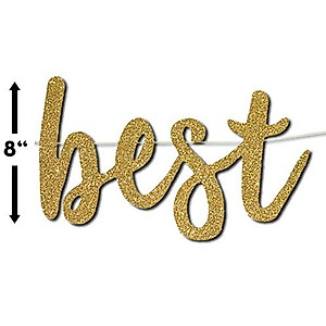Best Day Ever Banner - Premium Gold Glitter Cardstock Paper - Larger Text For Better Visibility - Perfect Decoration For Bridal Shower, Engagement, Bachelorette, Wedding Party