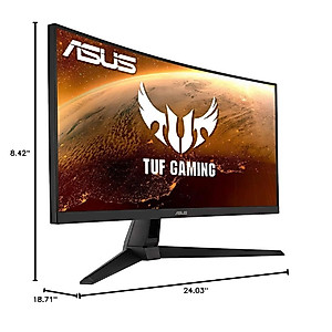 ASUS TUF Gaming VG27VH1BR 27” Curved Monitor, 1080P Full HD, 165Hz (Supports 144Hz), Extreme Low Motion Blur, Adaptive-sync, FreeSync Premium, 1ms, Eye Care, HDMI D-Sub