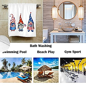 Pfrewn Patriotic Gnomes Hand Towels 16x30 in American USA Flag Bath Towel Kitchen Dish Guest Towel Stars and Stripes Bathroom Towel Memorial Day 4th of July Decorations