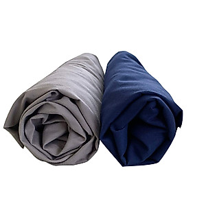 AMROSE Heavenly Soft Microfiber Bassinet Sheets, Compatible with Halo Bassinest Swivel Sleeper, 2 Pack Baby Sheet Set for Boys Girls, Gray & Navy Blue