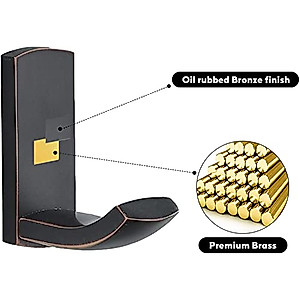 WINCASE Bronze Towel Hooks Bathroom Robe Hooks 2 Pack, Bath Clothes Coat Hooks Oil Rubbed Solid Brass in Kitchen Wall Mounted