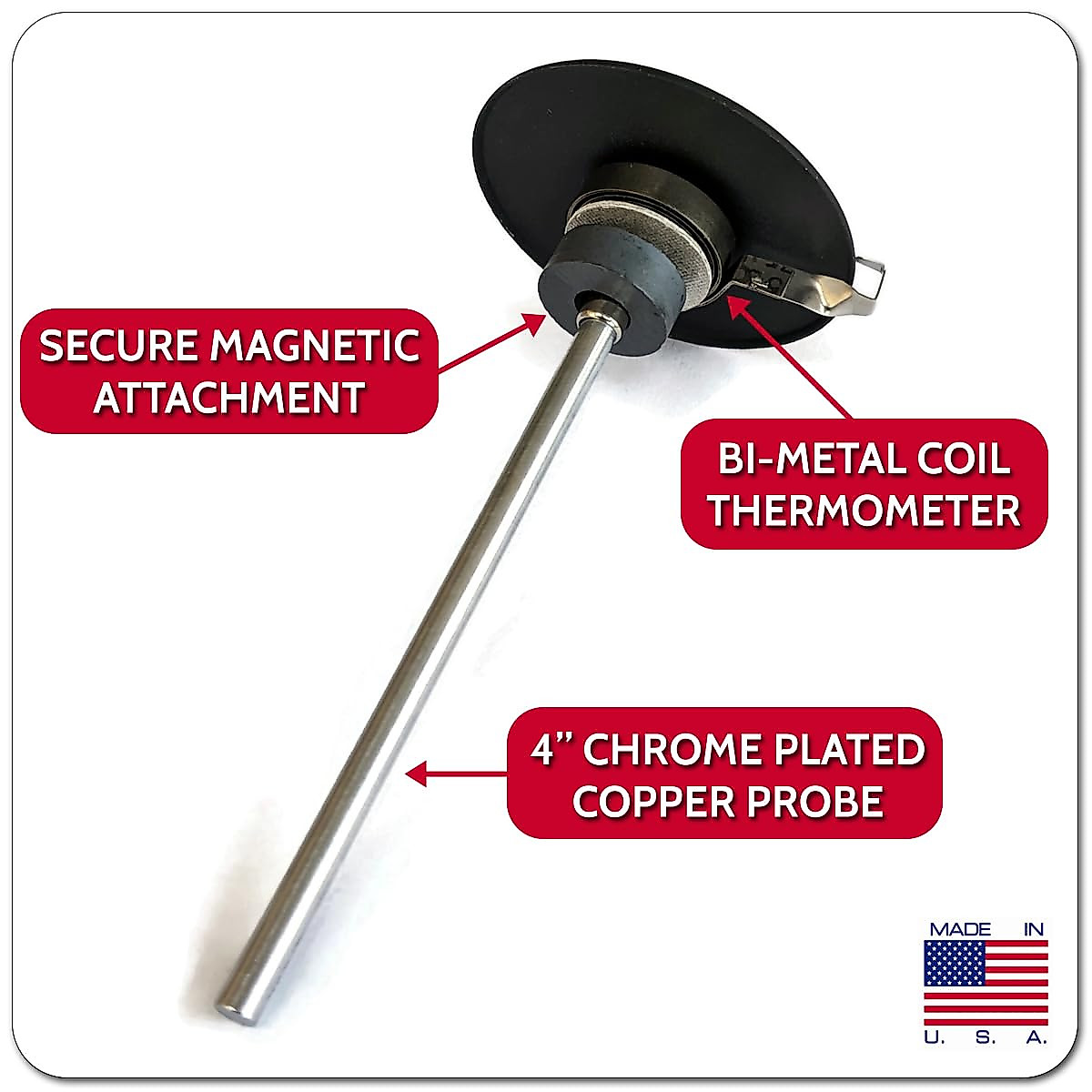 Midwest Hearth Probe Thermometer for Wood Stove with Double Wall Flue Pipe (Made in USA)