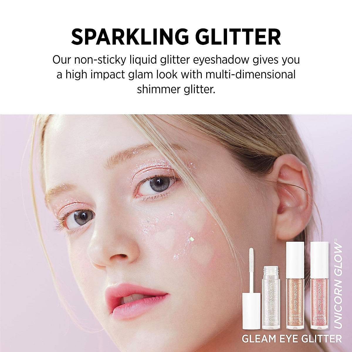 UNICORN GLOW Gleam Eye Glitter 01 Mirror, Liquid Glitter Eyeshadow for High Impact Glam Looks 0.14 oz. / 4 g Made in Korea