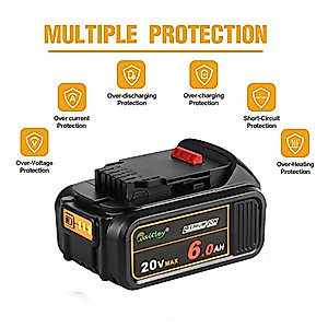 ZLWAWAOL 2 Pack DCB206 20V MAX 6.0Ah Replacement Battery Compatible with Dewalt 20V Battery DCB200 DCB203 DCB204 DCB206 20V DCD/DCF/DCG/DCS Series Cordless Power Tool