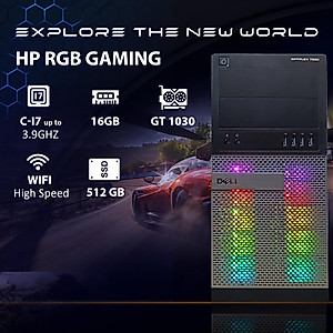 Dell Optiplex 7020 Gaming Desktop PC - Intel Core i7 4th Gen 3.4GHz, NVIDIA GeForce GT 1030 2GB, 16GB RAM, 512GB SSD, HDMI, DVI, VGA, New Keyboard, Mouse, Wi-Fi, Windows 10 Professional(Renewed)