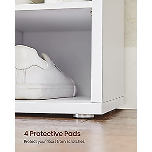 VASAGLE Shoe Bench, Storage Bench, Shoe Rack Bench, Shoe Shelf, Storage Cabinet, 15 Compartments, with Cushion, for Entryway, 11.8 x 41.3 x 18.9 Inches, White and Gray ULHS15WT