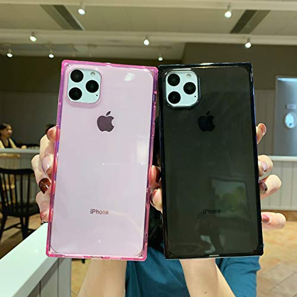 Tzomsze iPhone 11 Pro Max Clear Case, Square 11 Pro Max Cases Reinforced Corners TPU Cushion,Crystal Clear Slim Cover Shock Absorption TPU Silicone Shell for iPhone 11 Pro Max 6.5 inches (2019)-Clear