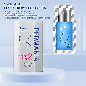 PERMANIA Lash Lift Kit,Separate Steps Products for Salon or at Home, Steps 10 Sachets of 0.8g/0.03oz Each Prep (STEP#2)