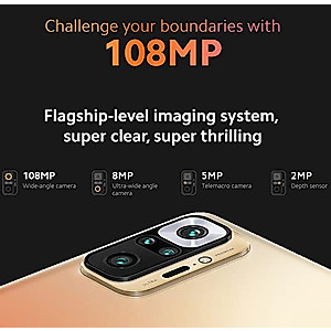 Xiaomi Redmi Note 10 Pro (128GB, 6GB) 6.67in, Snapdragon 732G, 5020mAh Battery, Dual SIM GSM Unlocked Global 4G LTE (T-Mobile, Metro) International Model (Fast Car Charger Bundle, Onyx Gray)