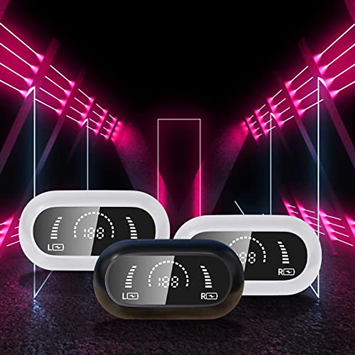 Smart-Touch Wireless Bluetooth Headset Comfortable Clip-on Design Graphene Diaphragm Earphones 5.2 Binaural In-Ear Sports Call Headphones High Sound Quality IPX5 Waterproof LED Screen Display (Black)