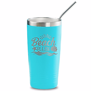 Onebttl Beach Gifts for Women or Men, 20oz Vacuum Insulated Stainless Steel Travel Tumbler with Lid, Beach Themed Gifts, Gifts for Beach Lovers, Blue (Beach Please)