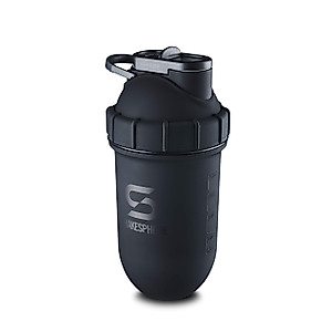 SHAKESPHERE Tumbler STEEL: Protein Shaker Bottle Keeps Hot Drinks HOT & Cold Drinks COLD, 24 oz. No Blending Ball or Whisk Needed, Easy Clean Up Great for Shakes, Smoothies (Matte-Black)