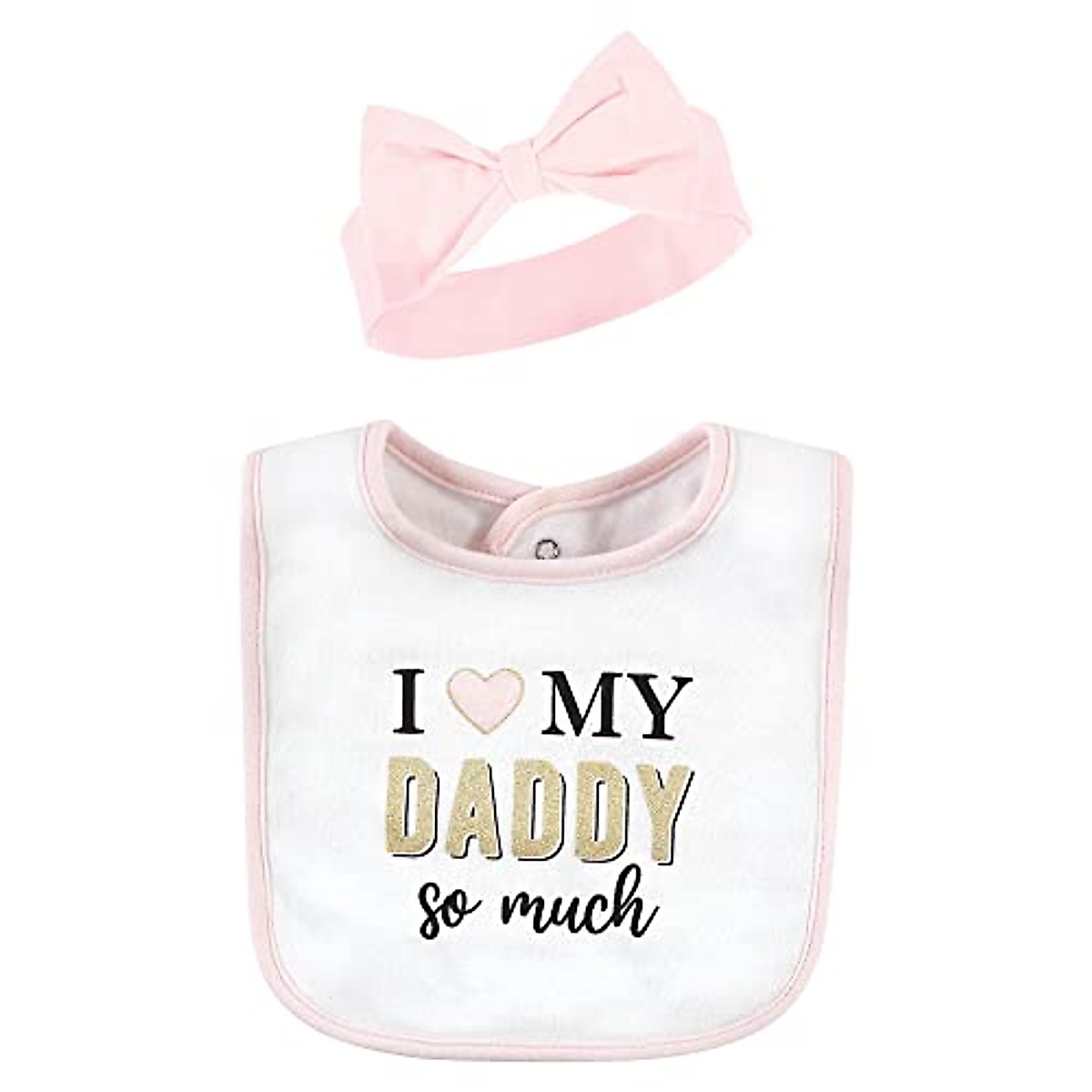 Hudson Baby Unisex Baby Cotton Bib and Headband or Caps Set, Daddys Princess, One Size